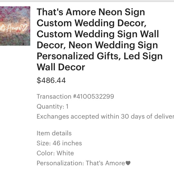 Etsy | Other | Thats Amore Wedding Neon Sign | Poshmark